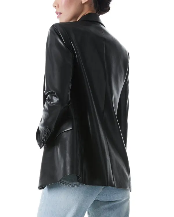 Alice + Olivia Faux Leather Blazer - Black