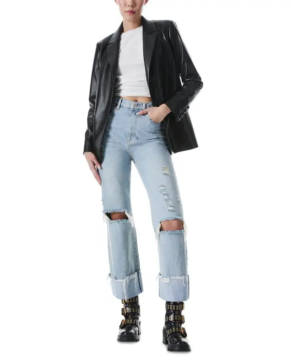 Alice + Olivia Faux Leather Blazer - Black