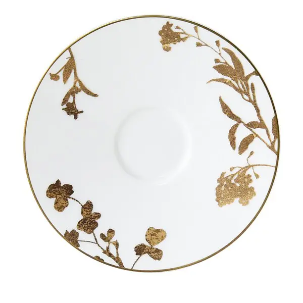 Bernardaud Vegetal Or Espresso Saucer - White/gold