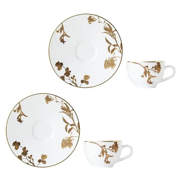 Bernardaud Vegetal Or Espresso Cup & Saucer, Set Of 2 - White/gold