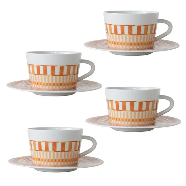 Bernardaud Terra Rosa Tea Cup & Saucer, Set Of 4 - Multi
