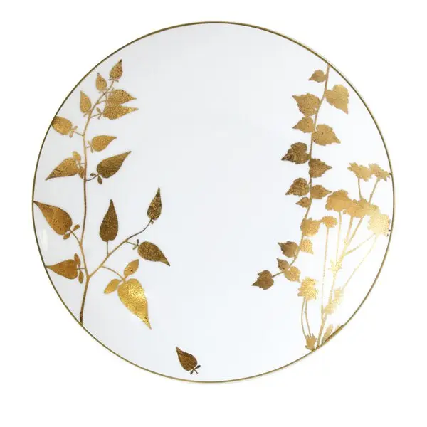 Bernardaud Vegetal Or Assorted Salad Plates, Set Of 4 - White/gold