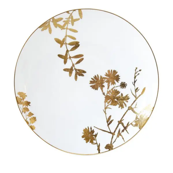 Bernardaud Vegetal Or Assorted Salad Plates, Set Of 4 - White/gold