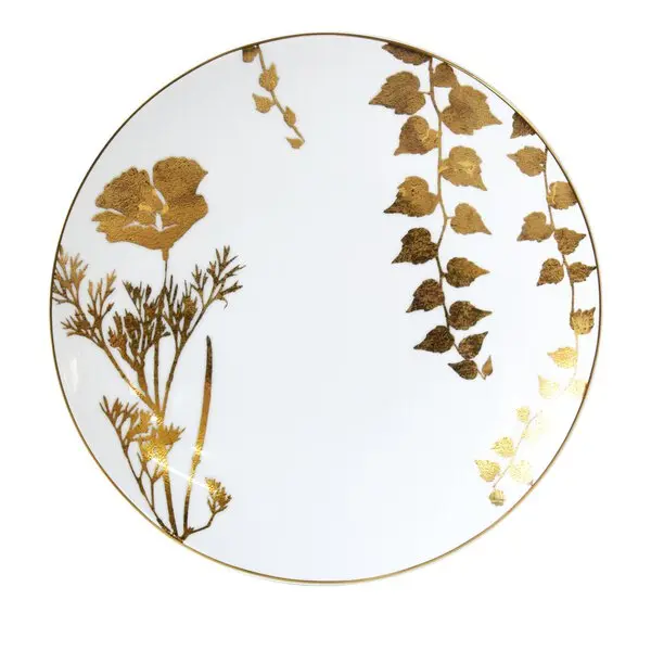 Bernardaud Vegetal Or Assorted Salad Plates, Set Of 4 - White/gold