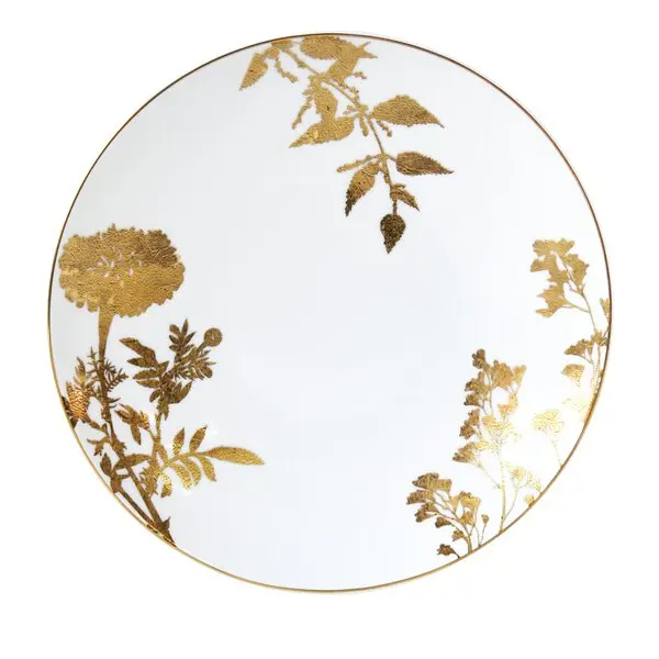 Bernardaud Vegetal Or Assorted Salad Plates, Set Of 4 - White/gold