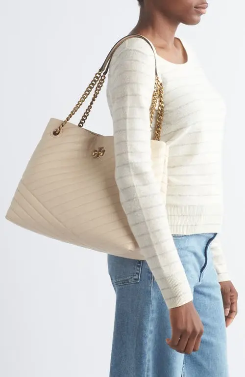 Tory Burch Kira Chevron Tote New Cream 30% Off Editorialist