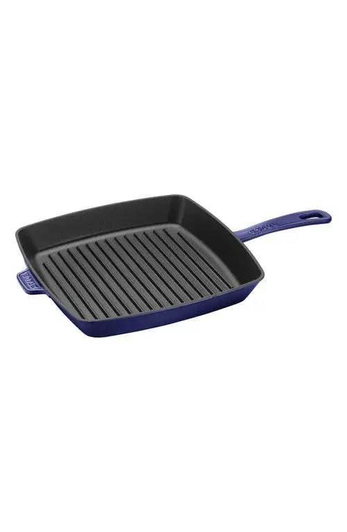 STAUB 12-inch Enameled Cast Iron Grill Pan - Dark Blue