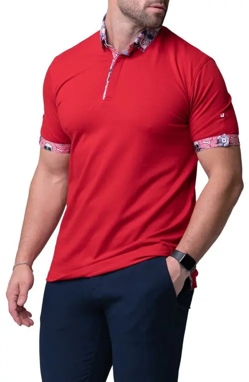 MACEOO Mozart Solid Ripple Piqué Button-down Polo
