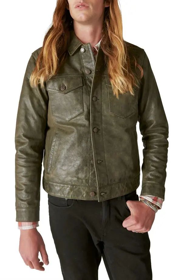 Lucky Brand Leather Trucker Jacket