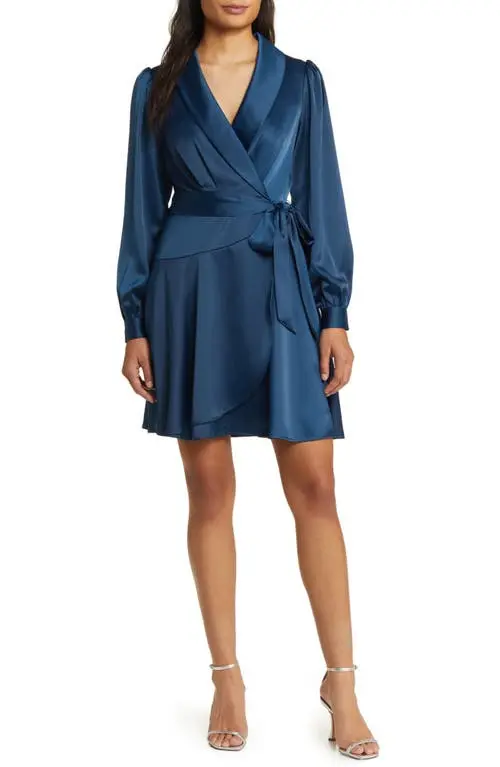 Vince Camuto Shawl Collar Satin Dress