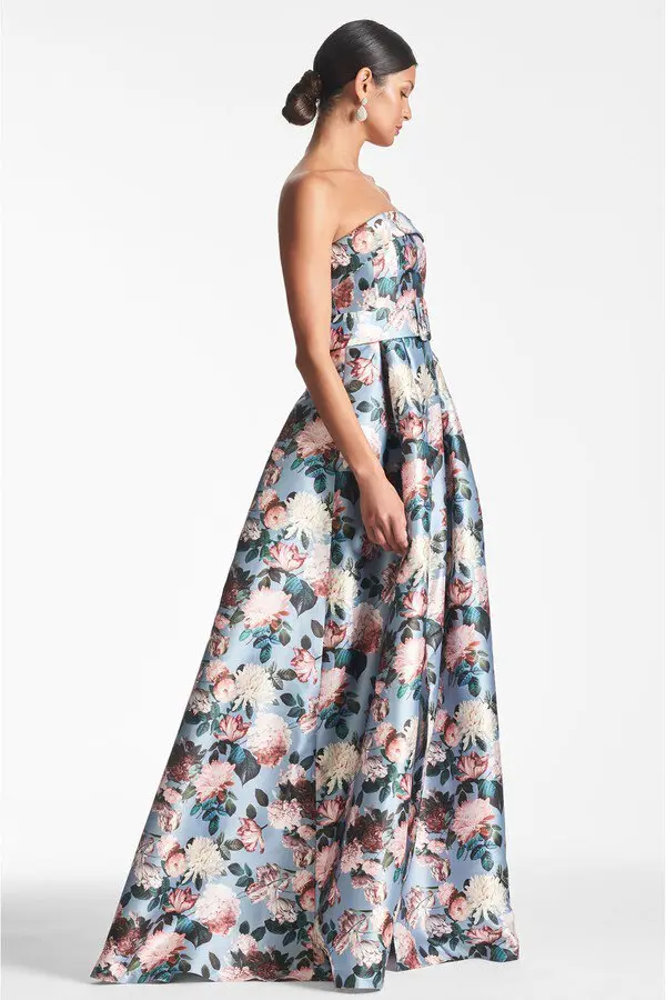 Sachin & Babi Brielle Floral Gown - Blue