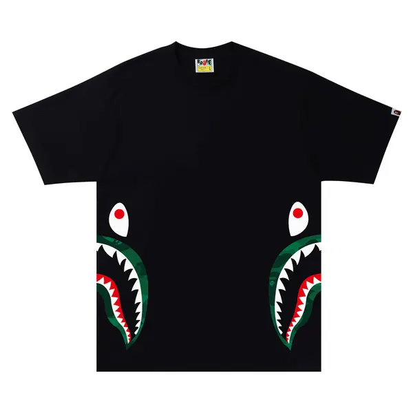 A BATHING APE Color Camo Side Shark Tee /green - Black