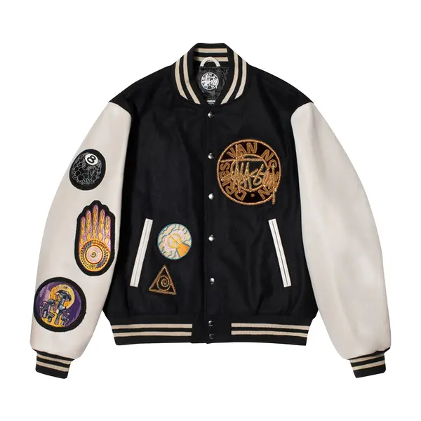 StüSsy X Dries Van Noten Varsity Jacket In Black | Editorialist