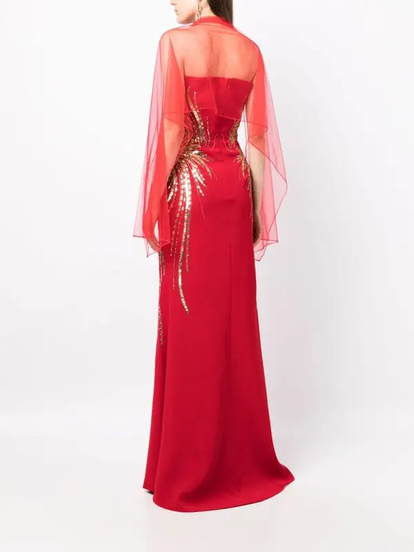 SAIID KOBEISY Sequin-embellished Strapless Gown