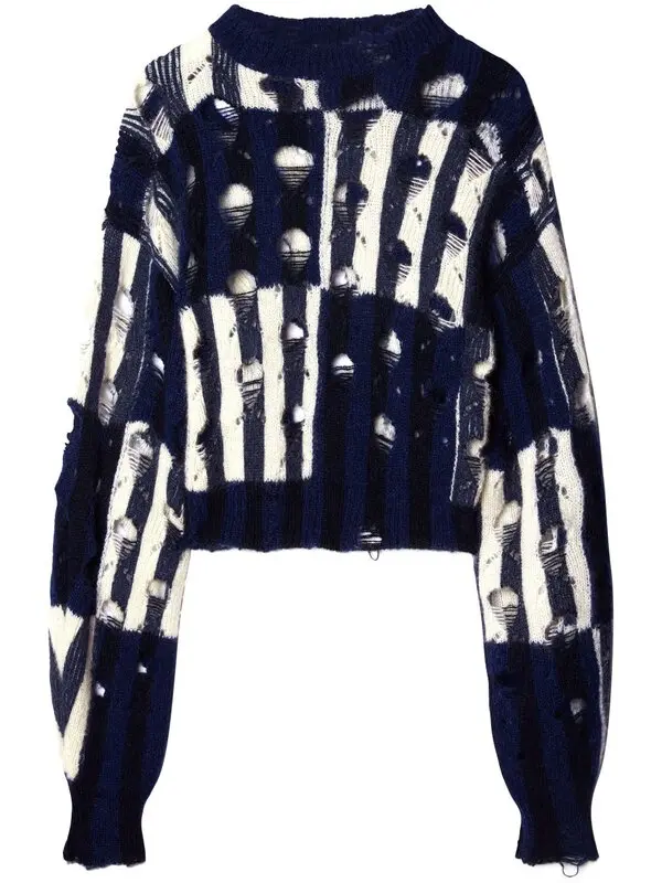 Off-White Shibori Distressed Knitted Jumper - Blue