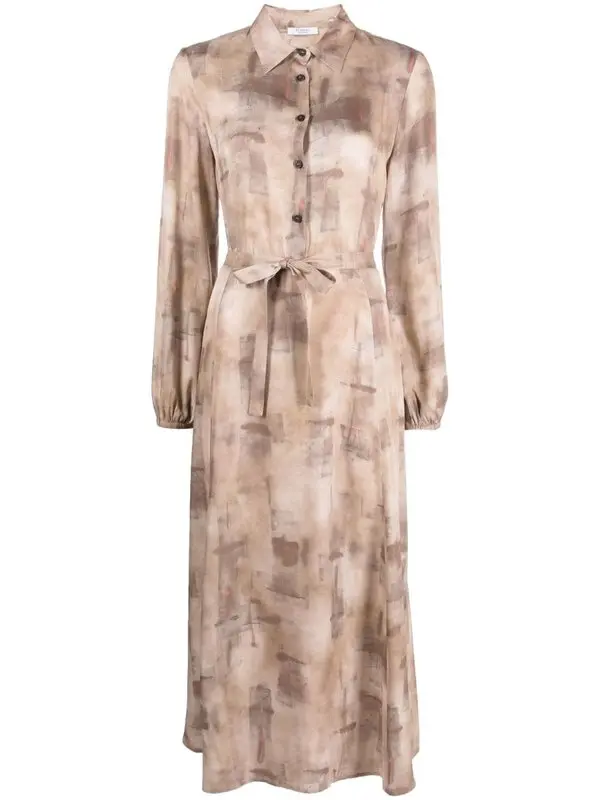 Peserico Belted Button-up Midi Dress - Neutrals