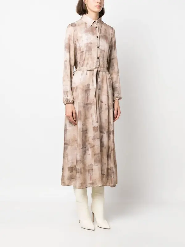 Peserico Belted Button-up Midi Dress - Neutrals