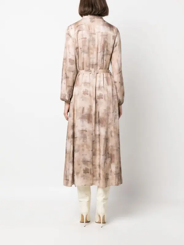 Peserico Belted Button-up Midi Dress - Neutrals