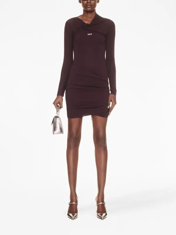 Off-White Stamp Twist-detail Minidress - Brown