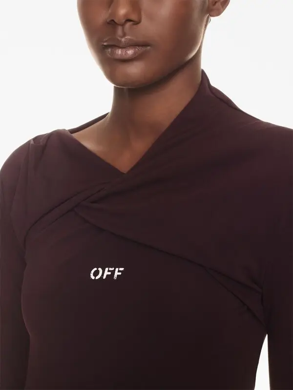 Off-White Stamp Twist-detail Minidress - Brown