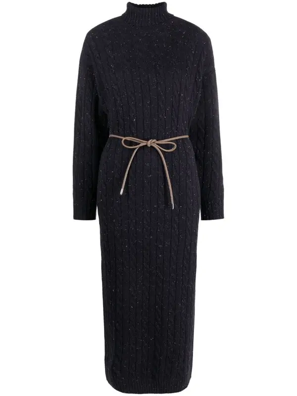 Peserico Roll-neck Tricot Midi Dress