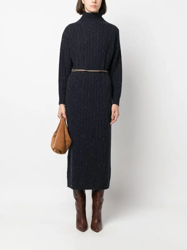 Peserico Roll-neck Tricot Midi Dress