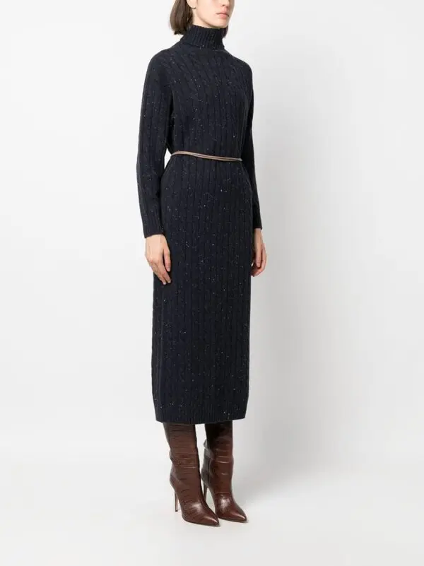 Peserico Roll-neck Tricot Midi Dress