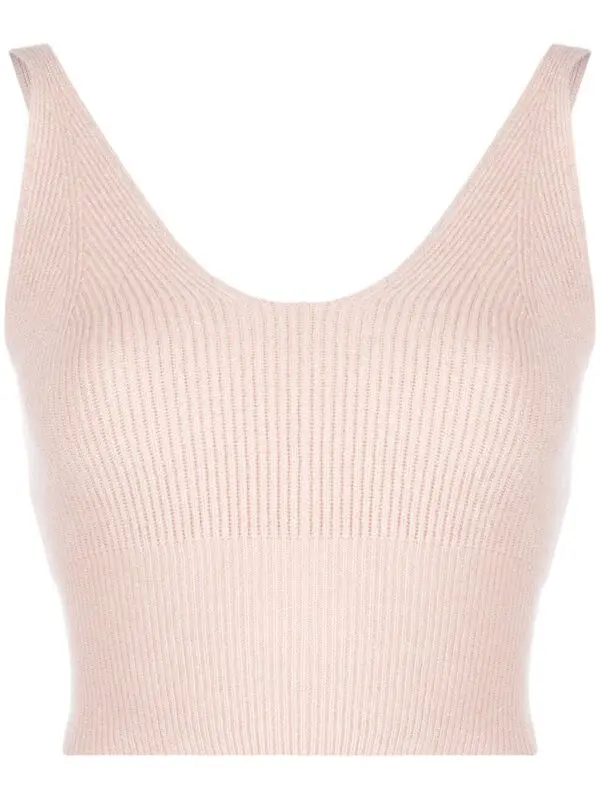 Peserico Ribbed-knit U-neck Tank Top - Pink