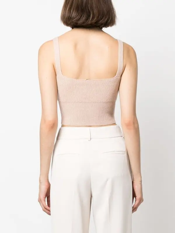 Peserico Ribbed-knit U-neck Tank Top - Pink