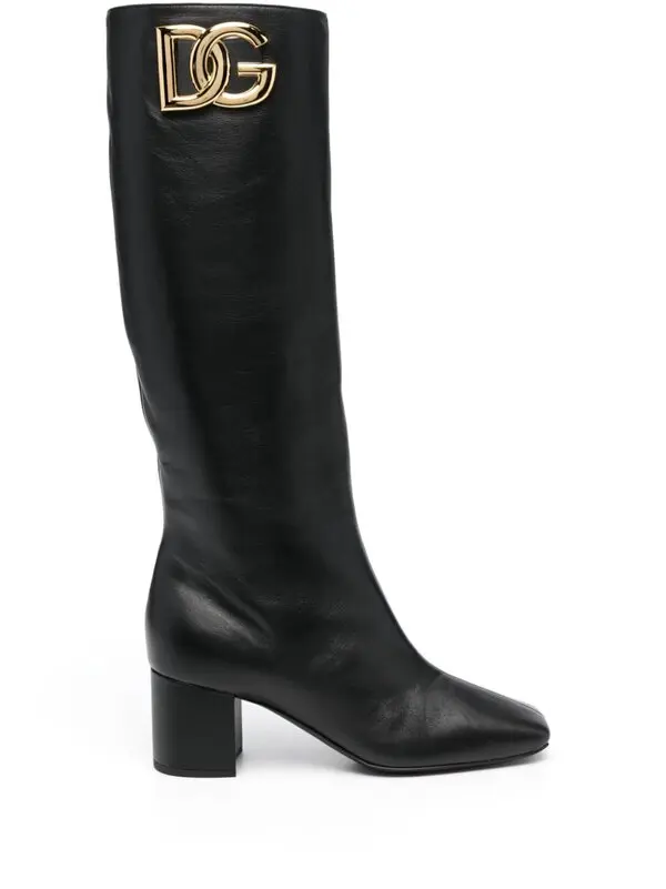 Dolce & Gabbana Jackie 60mm Logo-plaque Leather Boots