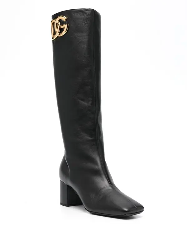 Dolce & Gabbana Jackie 60mm Logo-plaque Leather Boots