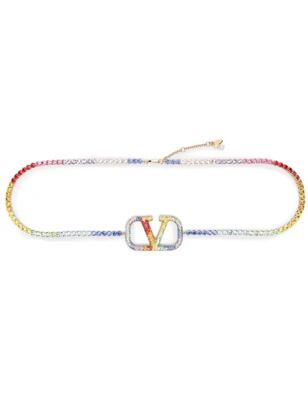Valentino Garavani Vlogo Signature Crystal-embellished Belt - Blue