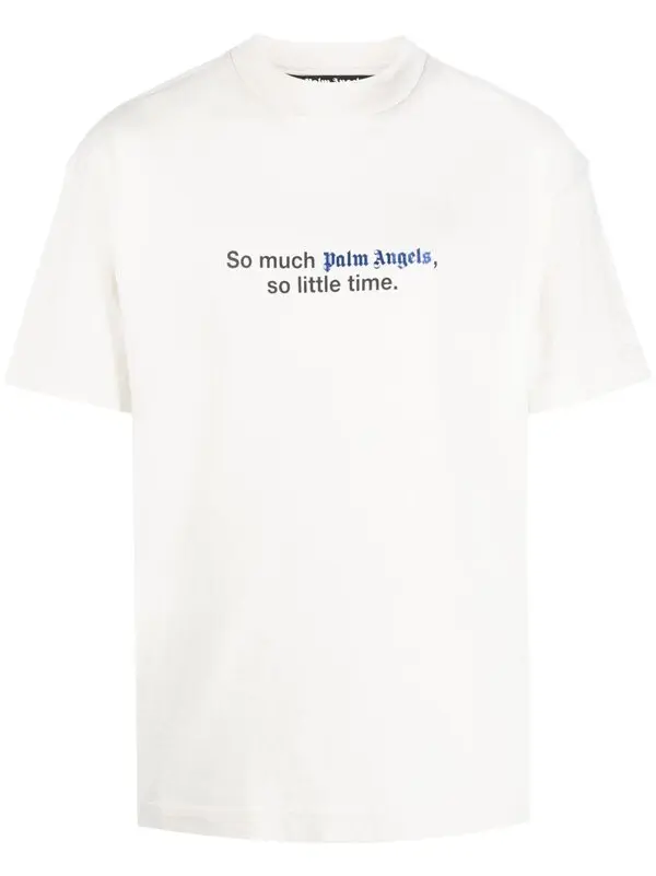 Palm Angels Slogan-print Cotton T-shirt - Neutrals