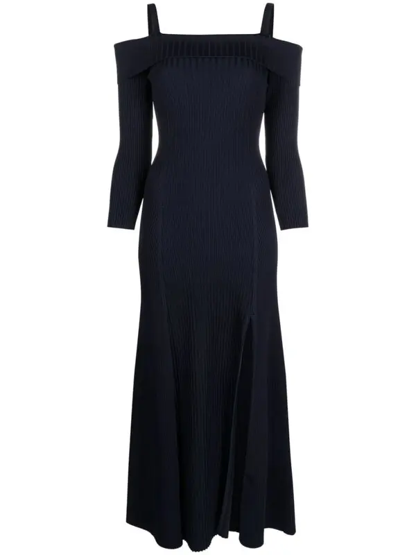 ganni ribbed knit midi dress Ribbed-knit midi dress in brown - Ganni