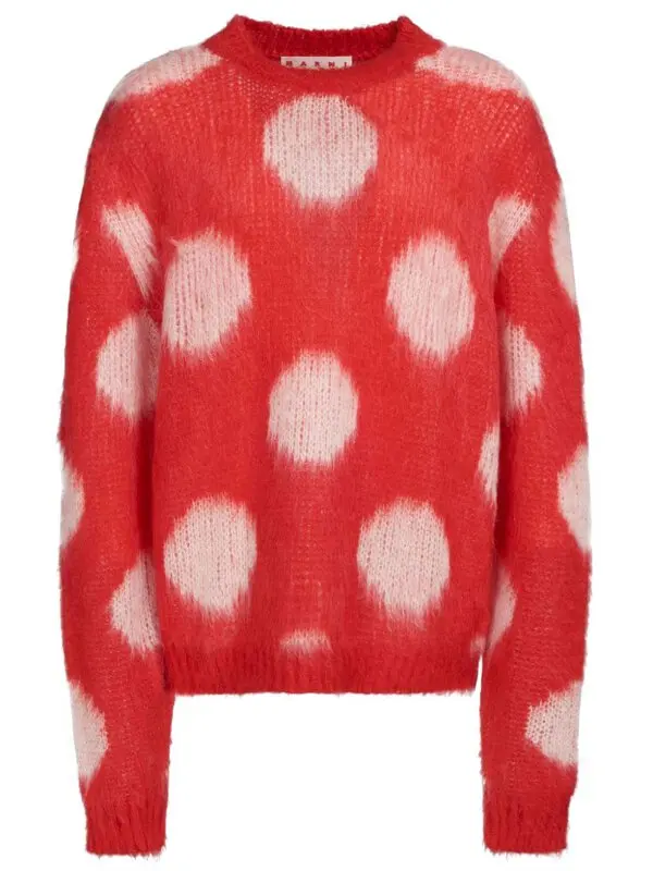 Marni Polka-dot Intarsia Jumper - Red