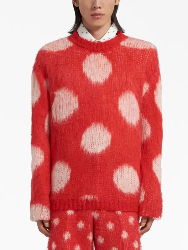 Marni Polka-dot Intarsia Jumper - Red