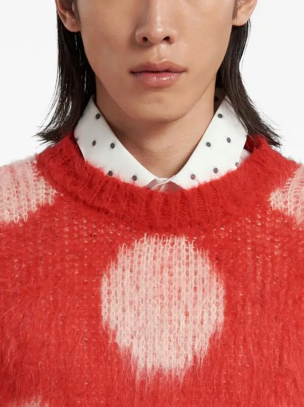 Marni Polka-dot Intarsia Jumper - Red