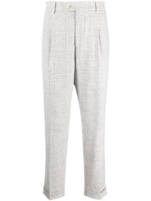 Brunello Cucinelli Plaid Wool-blend Tapered Trousers