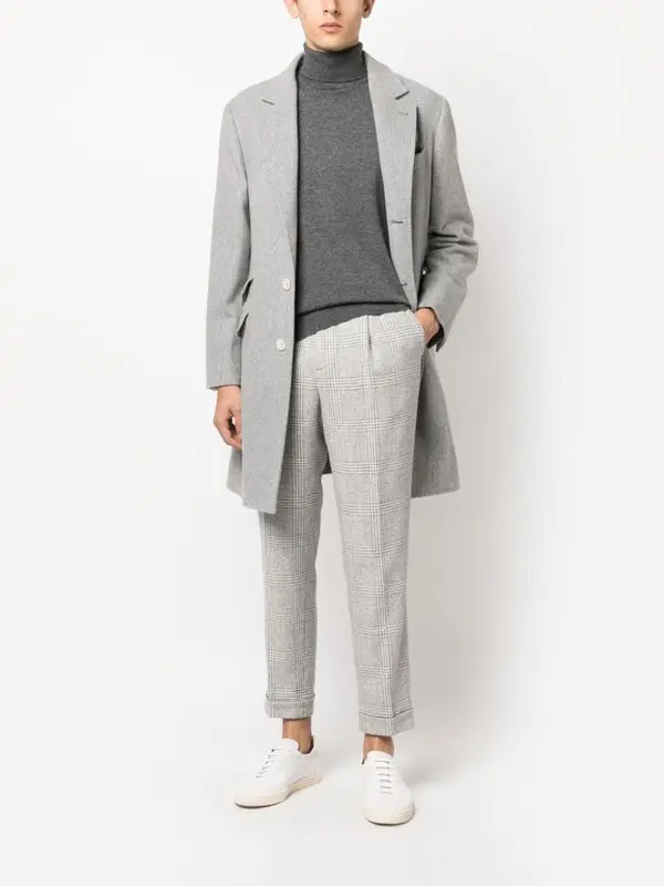 Brunello Cucinelli Plaid Wool-blend Tapered Trousers