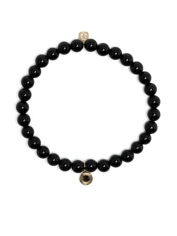 SYDNEY EVAN 14kt Yellow Gold Charm Onyx Bracelet - Black