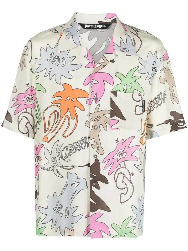 Palm Angels Palmity Allover-print Shirt - Neutrals