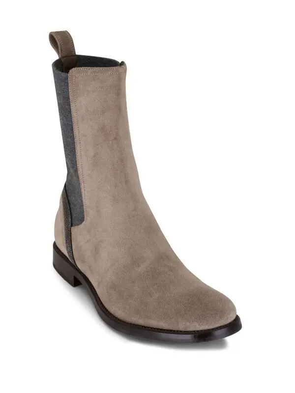 Brunello Cucinelli Embellished Chelsea Suede Boots
