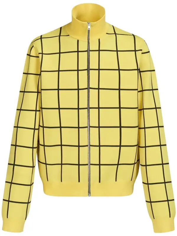 Marni High-neck Checked Cardigan - Yellow
