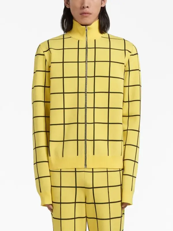 Marni High-neck Checked Cardigan