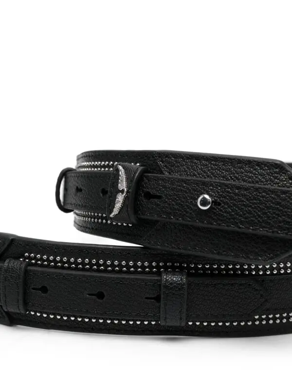 Zadig&Voltaire Stud-embellished Leather Shoulder Strap - Black