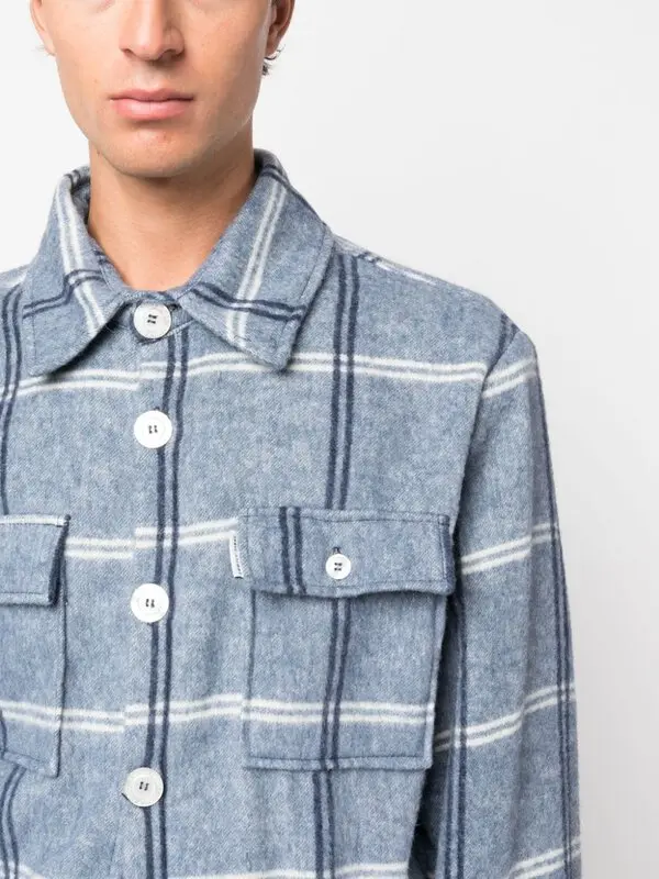 FAMILY FIRST Logo-print Checked Flannel Shirt - Blue