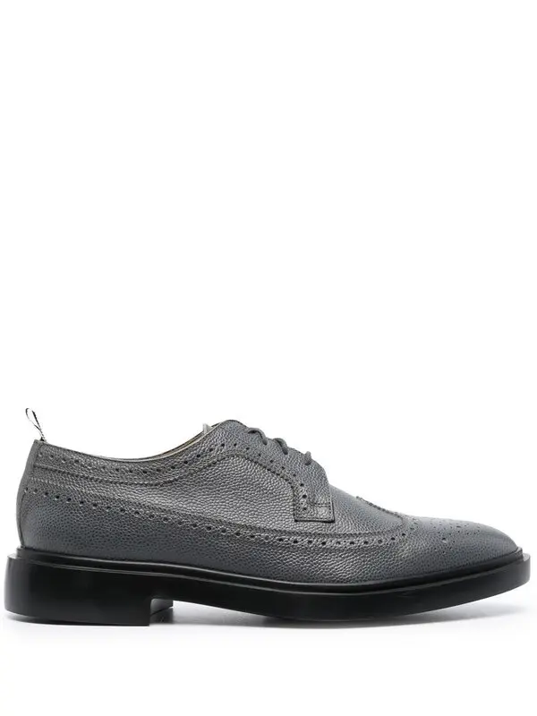 Thom Browne Almond-toe Leather Brogues - Grey