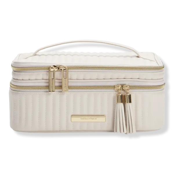 TARTAN + TWINE Vertical Quilted Train Case With Mirror - One-color