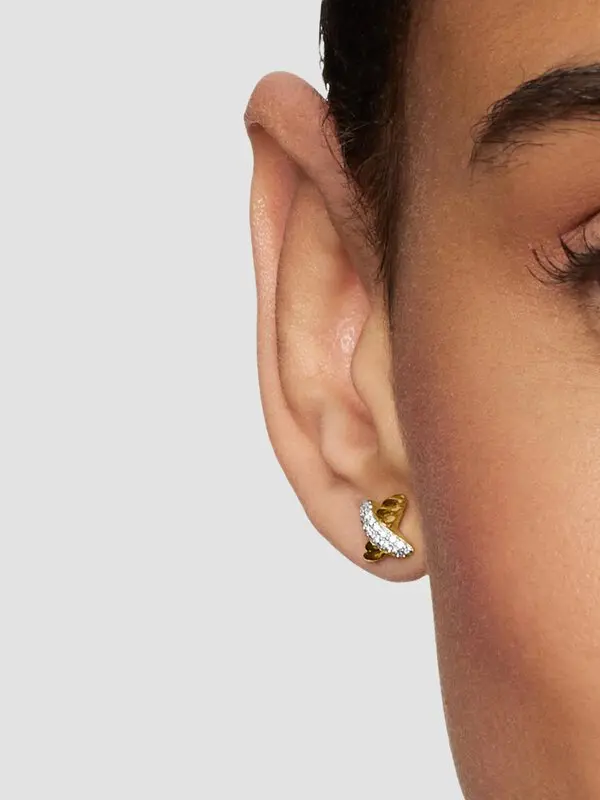 David Yurman Petite X Stud Earrings In 18k Yellow With Diamonds, 8.4mm