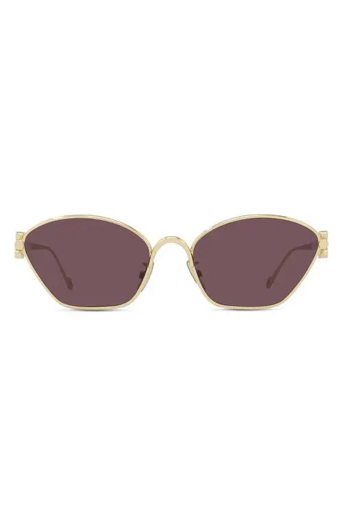 Loewe 57mm Cat Eye Sunglasses - Shiny Endura Gold / Violet